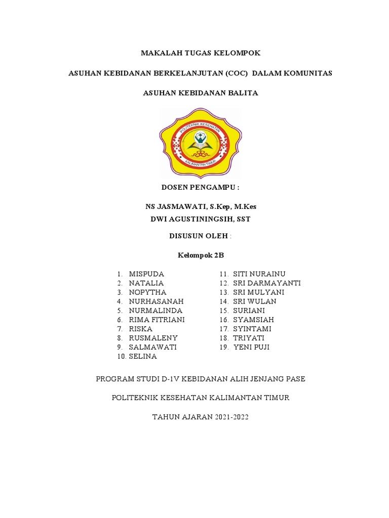 Askeb - Coc - Tugas - Kelompok 2B - Tumbang | PDF | Pengembangan Diri