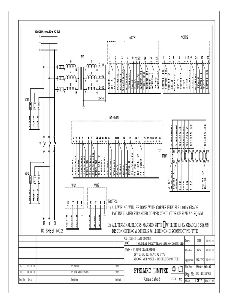 12kV VCB Panel Wiring Diagram | PDF | Electrical Wiring | Electrical ...