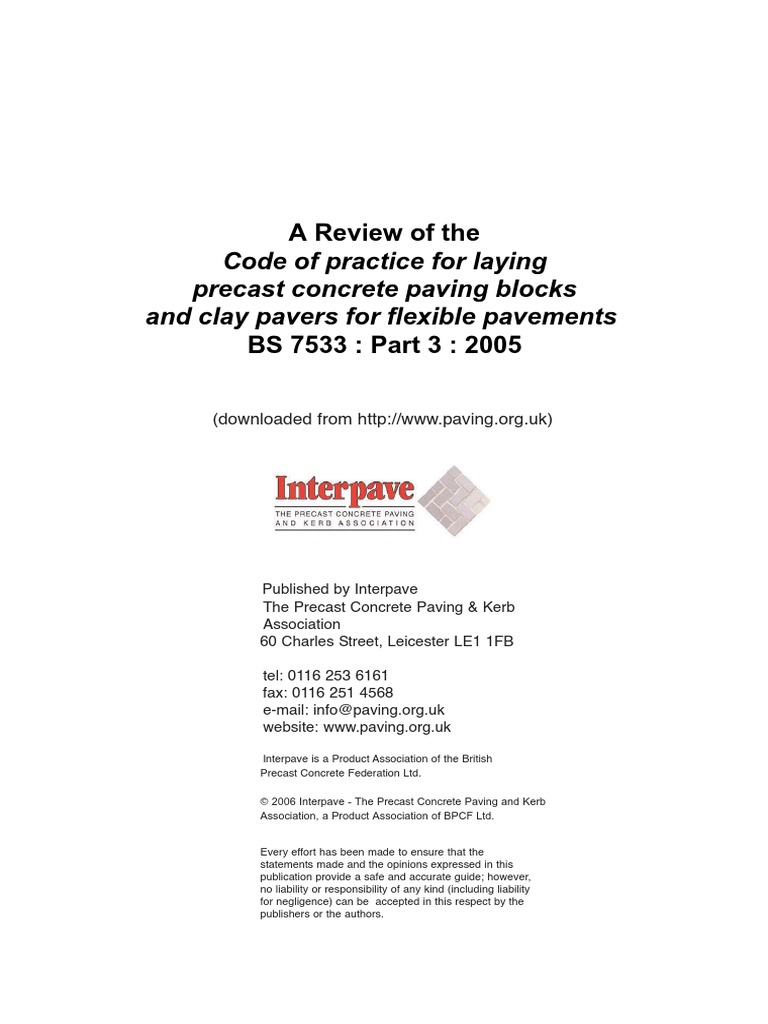 A Review of The Code of Practice For Laying Precast Concrete Paving ...