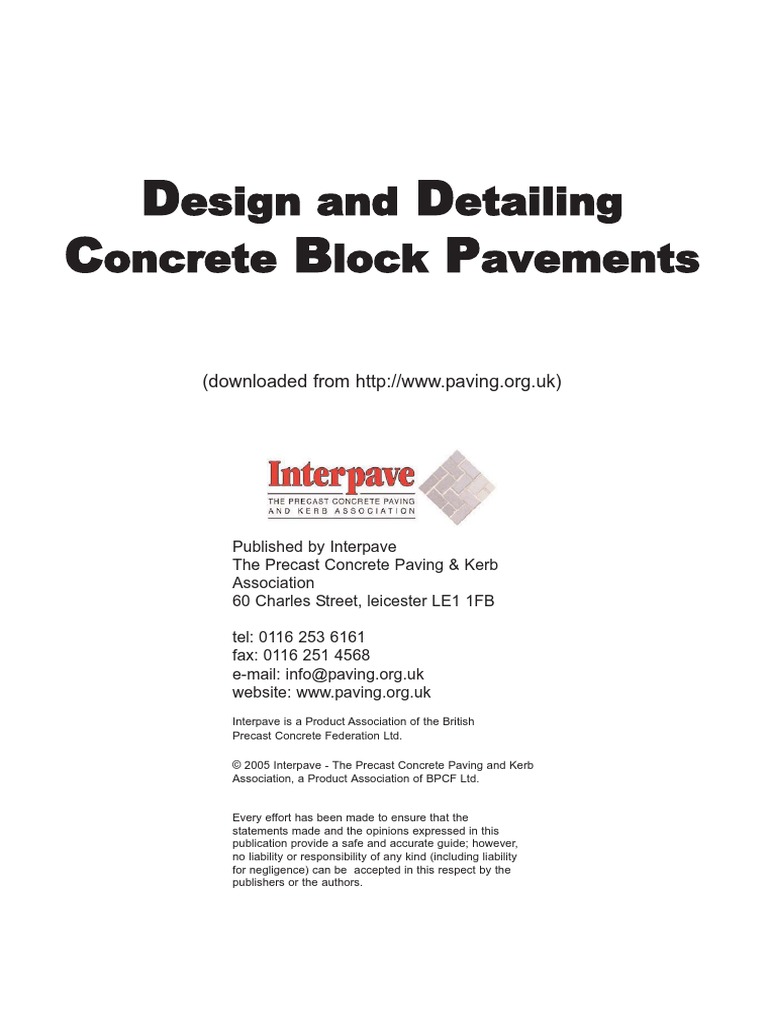 Design and Detailing Concrete Block Pavements | PDF | Concrete | Road ...