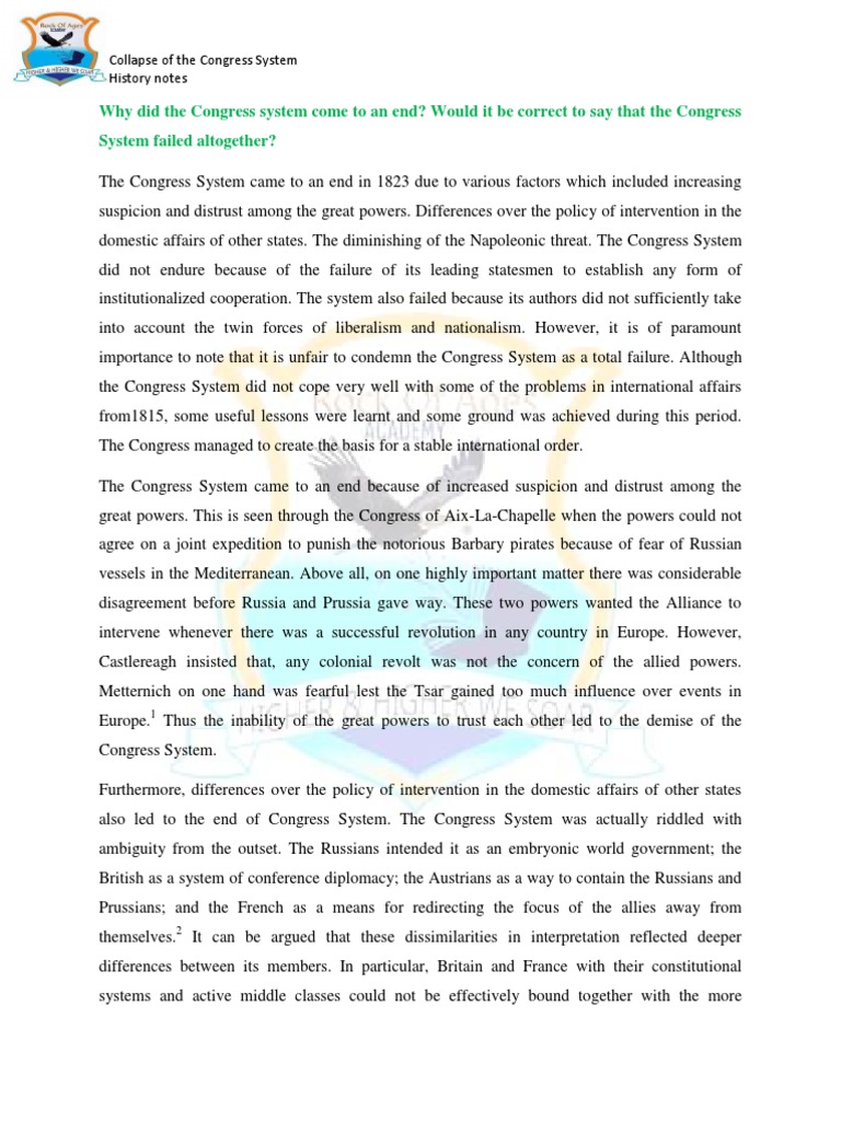 Why Did The Congress System Come To An End | PDF | Government | Europe