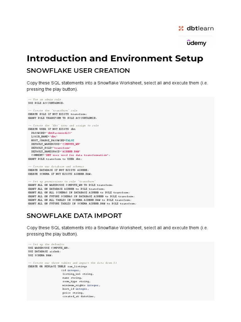 Snowflake Setup - MD | PDF | Databases | Database Schema