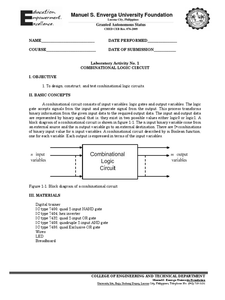 Combinational Logic Circuit Lab | PDF | Logic Gate | Electronic Circuits