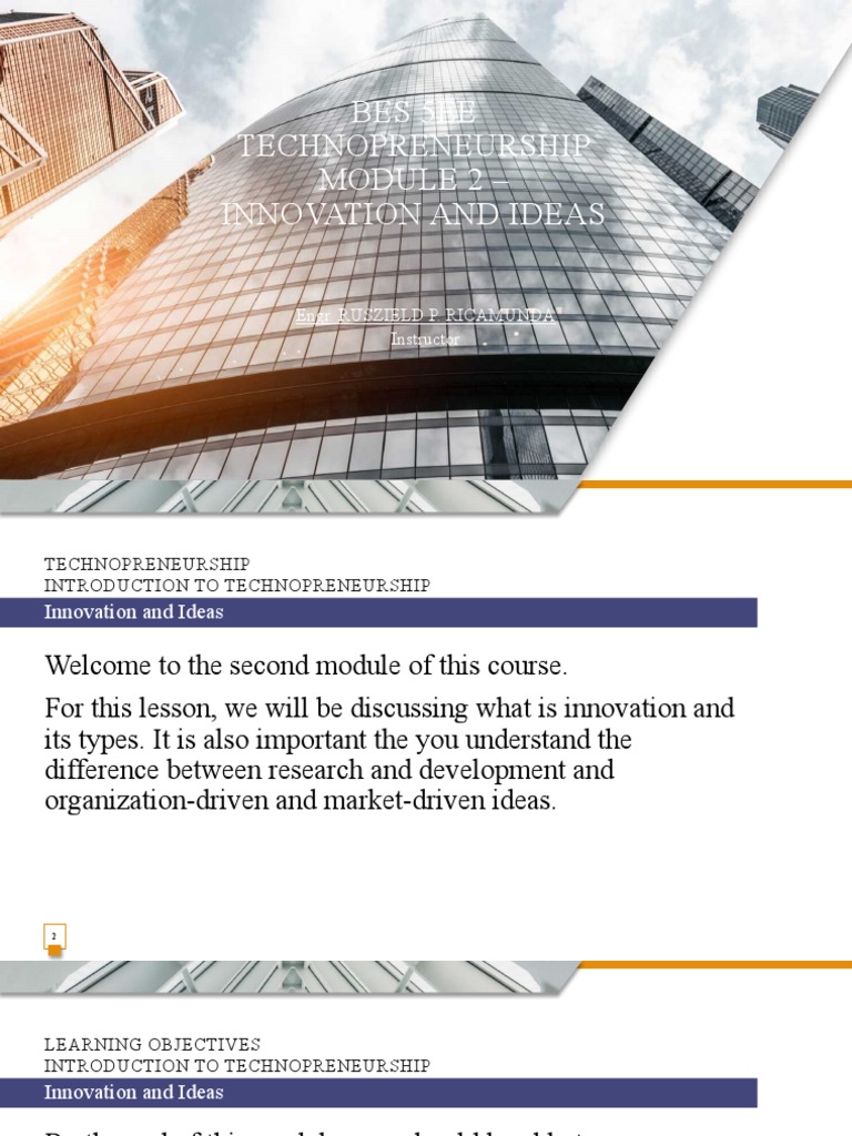 Technopreneurship Module 2 | PDF | Innovation | Marketing
