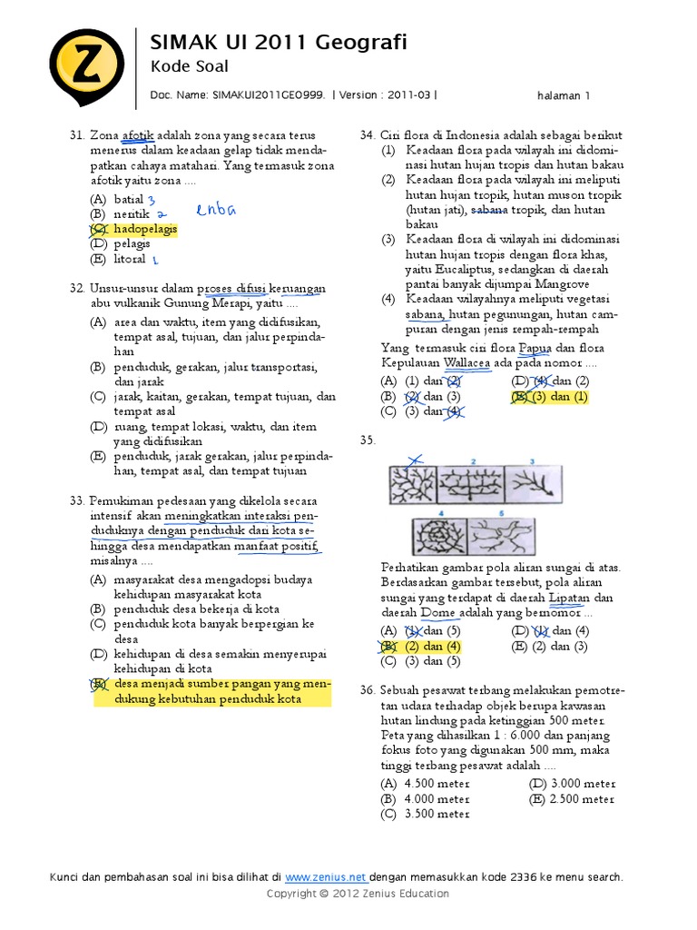 Soal SIMAK UI 2011 - Geografi-SIMAKUI2011GEO999-5de4898a | PDF