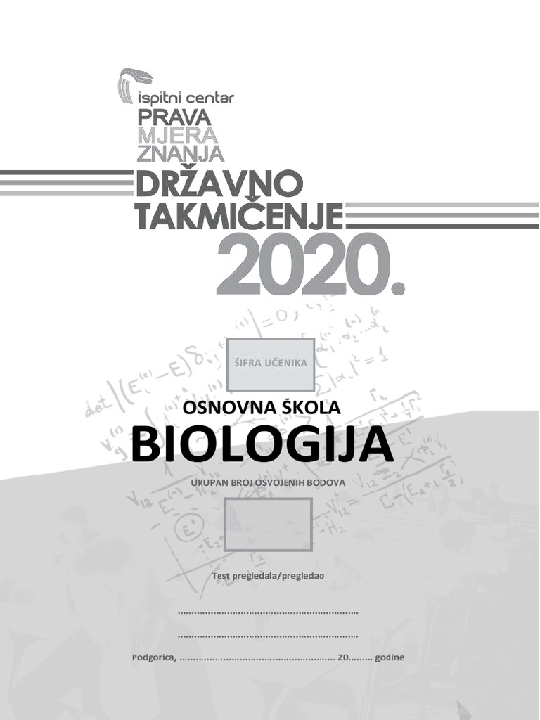 DT 2020 Biologija Os Test Sa Resenjima Za Sajt | PDF
