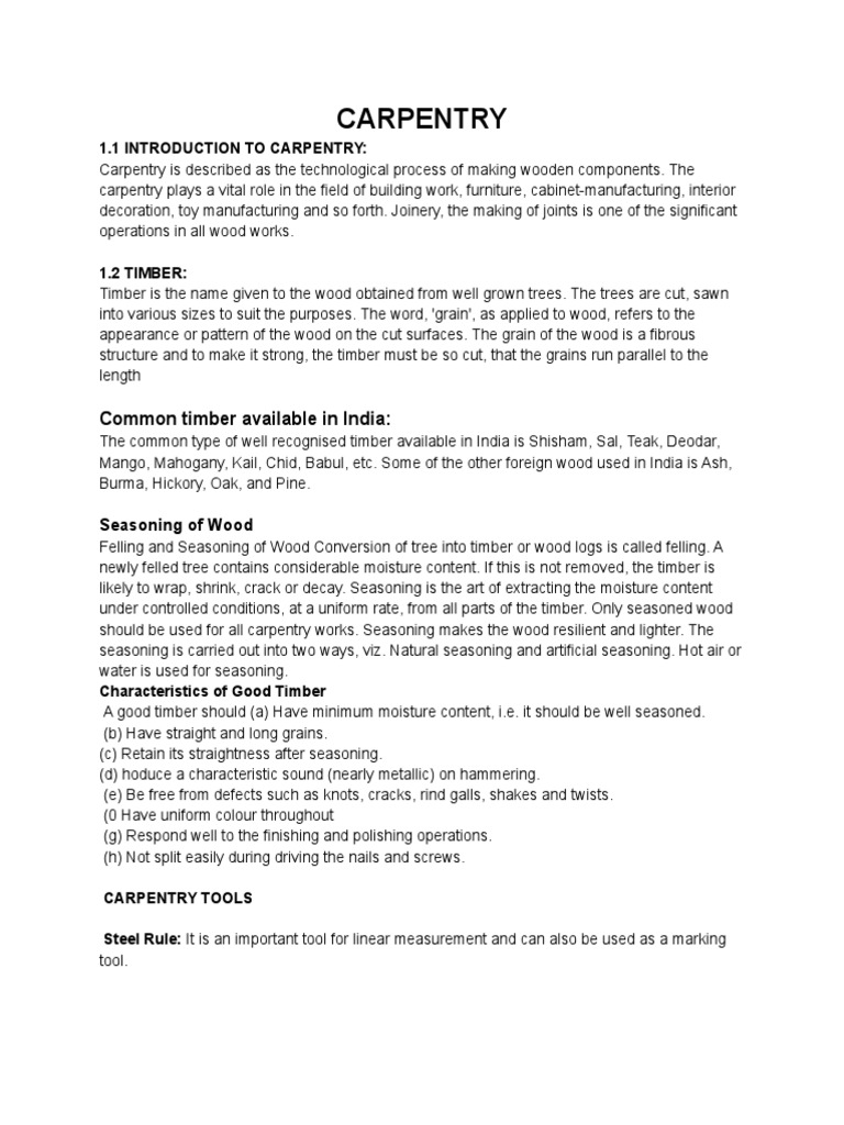 Carpentry Notes 2022 | PDF | Wood | Lumber