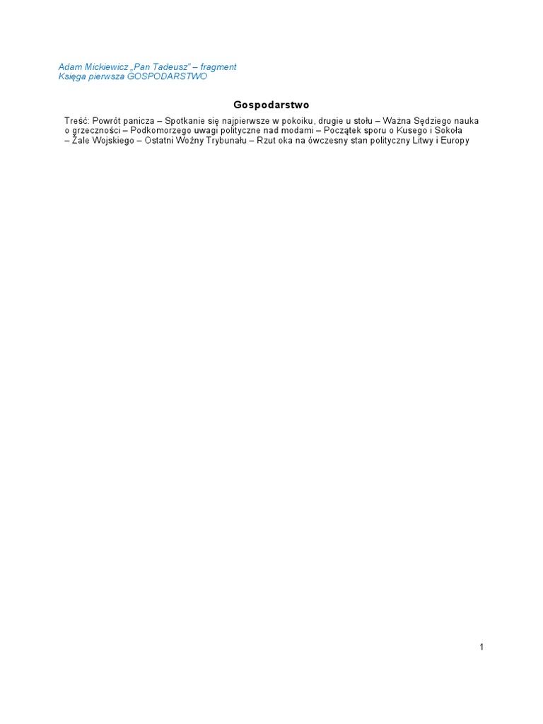 T2 - c8 - Pan Tadeusz I - R | PDF