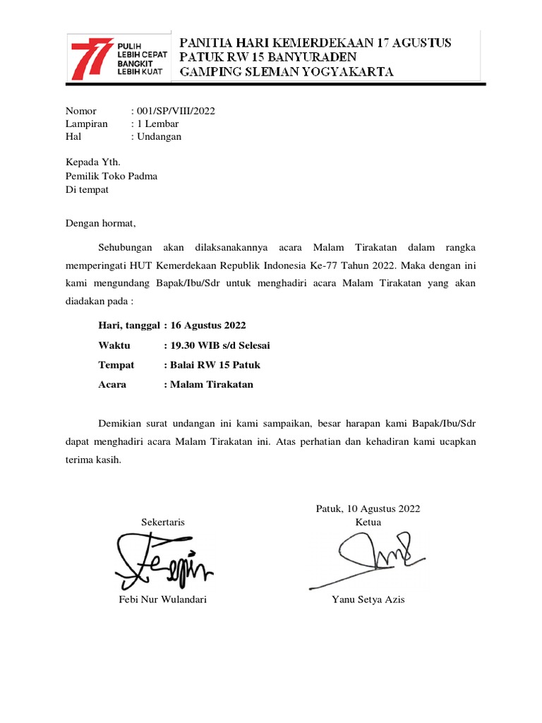 Undangan Malam Tirakatan 17 Agustus | PDF