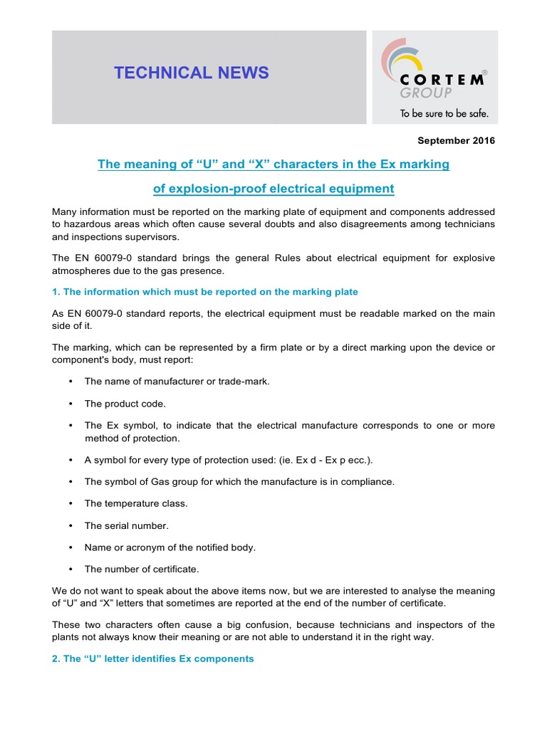 The Meaning of U and X Characters in The Ex Marking | PDF | Safety