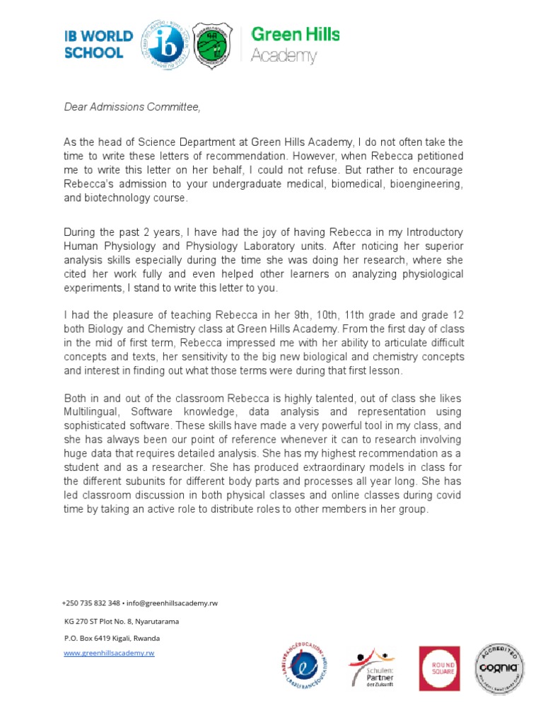 Rebecca Recommendation Letter 02 | PDF | Educational Technology | Cognitive Science