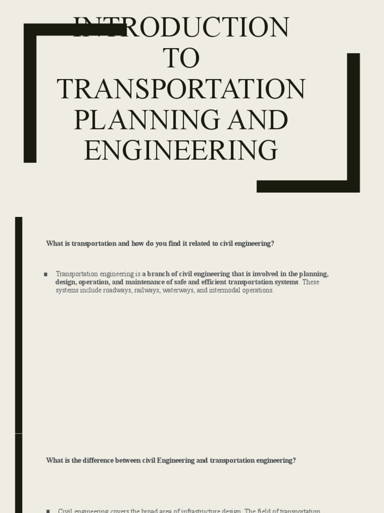 Introduction to Transportation Engineering | PDF | Transport ...