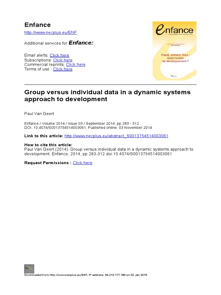 Group Versus Individual Data in A Dynamic Systems Approach To ...