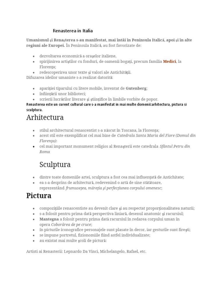 Renasterea in Italia | PDF