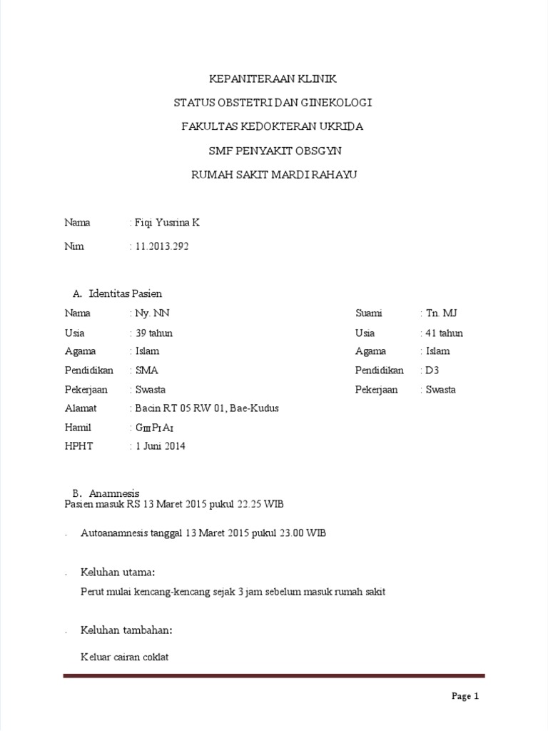 PDF Case Partus Macet DR Wahyu | PDF | Kesehatan Holistik | Gaya Hidup