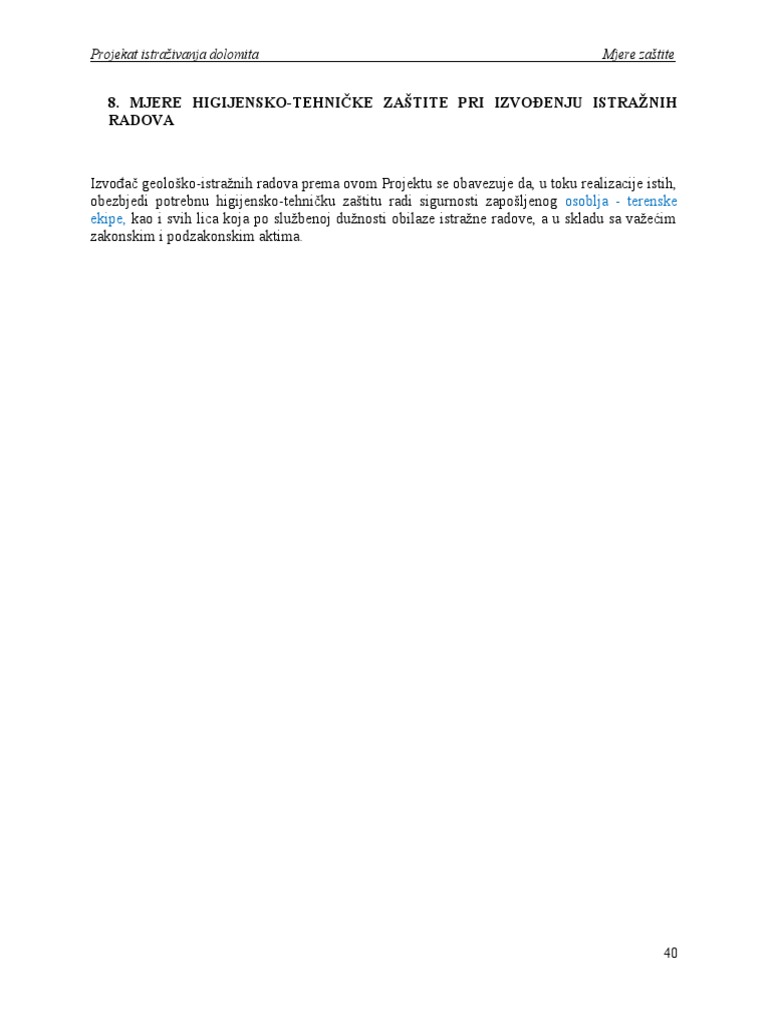 Mjere Higijensko-Tehnicke Zastite I Zastite Zivotne Sredine, Dolomiti | PDF
