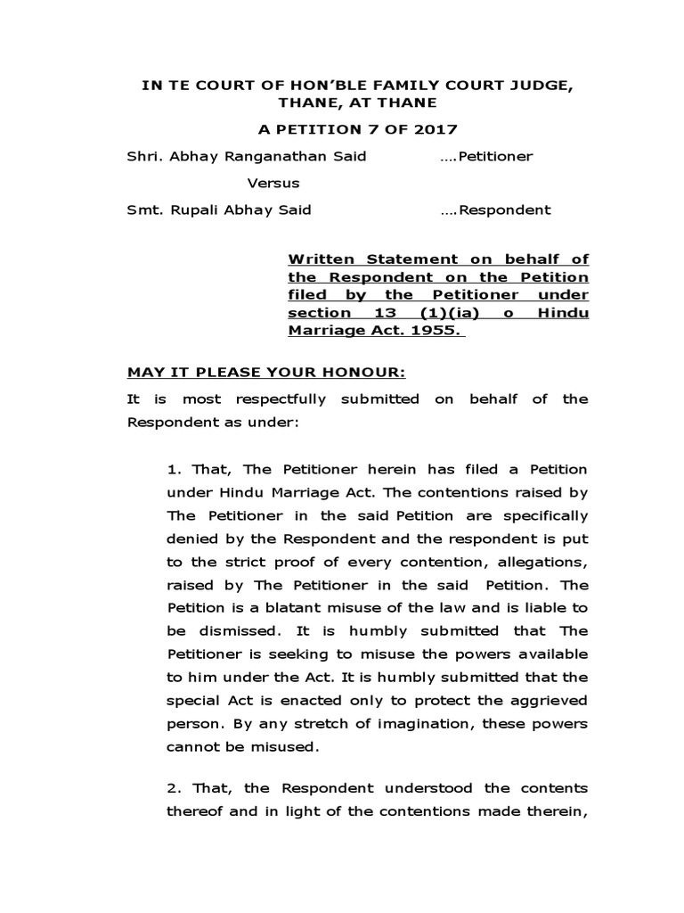 Rupali Divorce Reply | PDF | Affidavit | Divorce