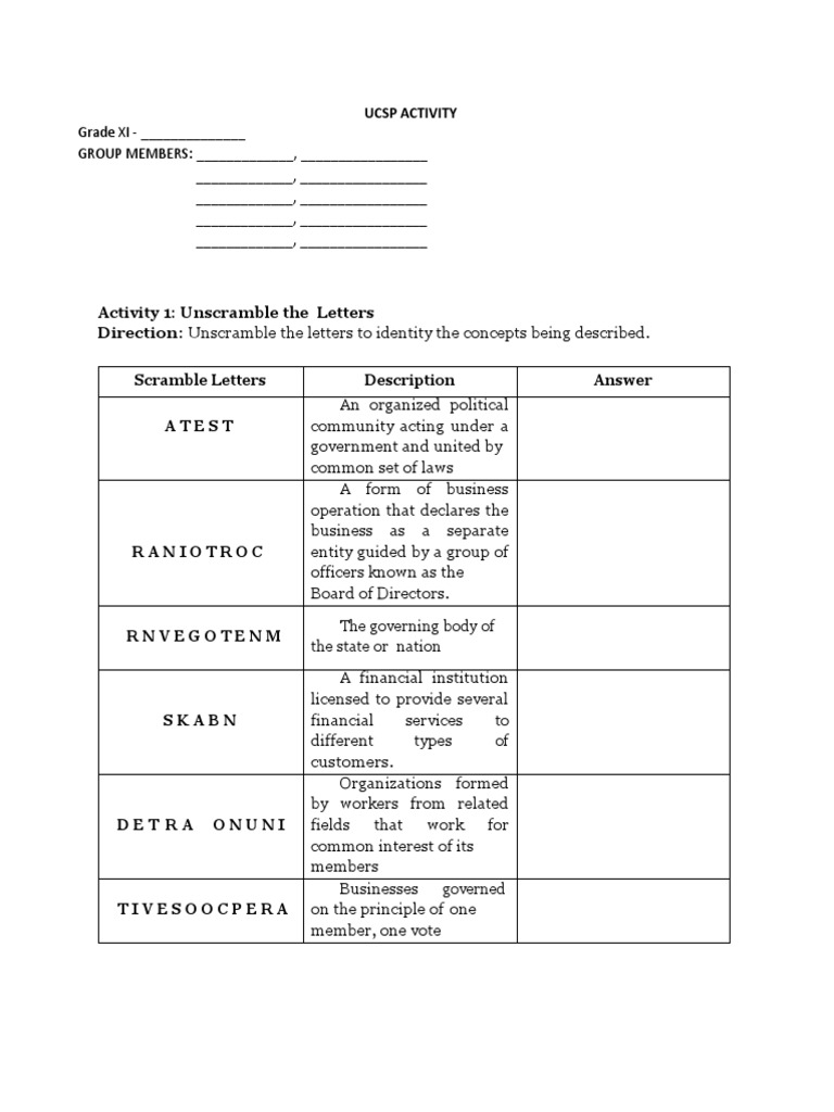 Ucsp Activity I | PDF | Business