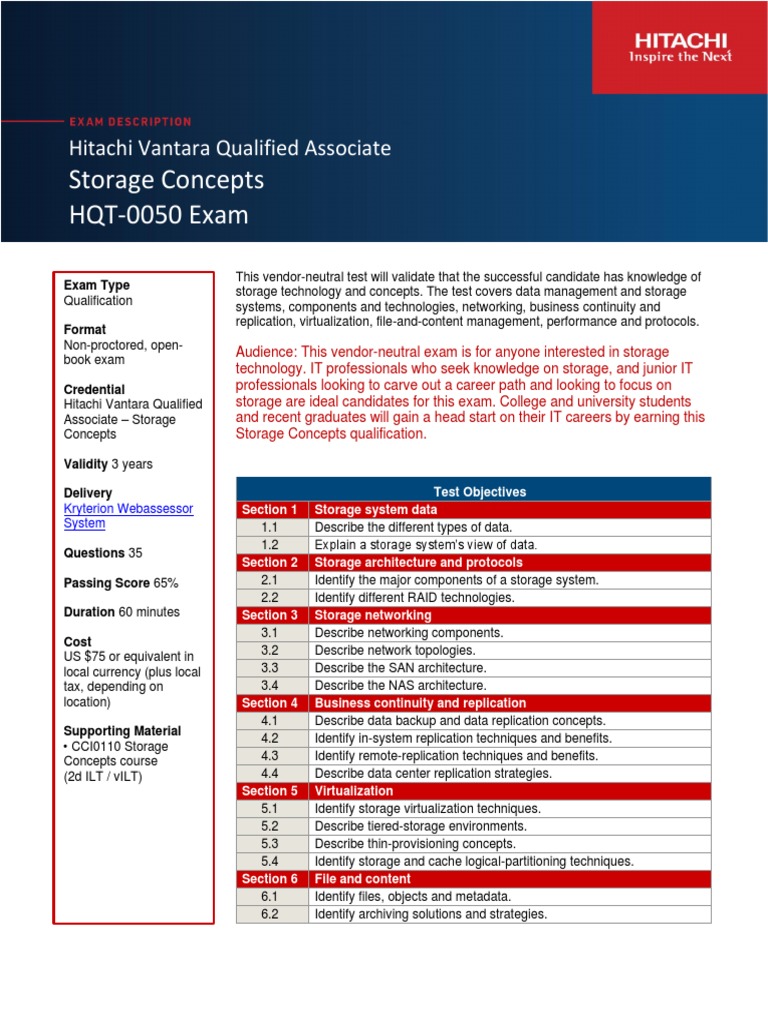 Storage Concepts HQT 0050 Exam | PDF | Computer Data Storage | Computer Science