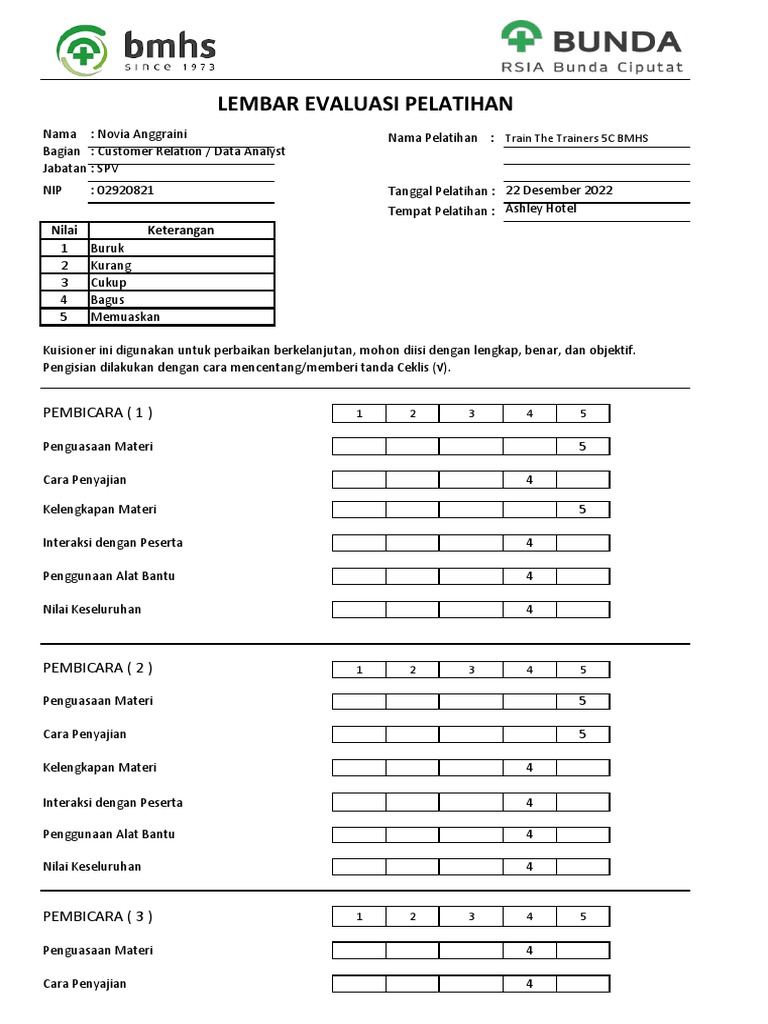Lembar Evaluasi Pelatihan Revisi Logo Baru | PDF