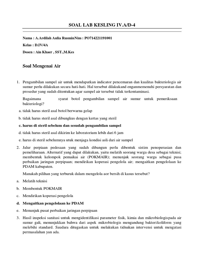 Soal Lab-Kesling Div - Iiia | PDF