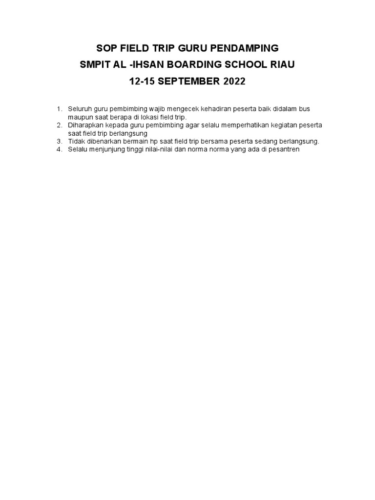 Sop Guru Field Trip | PDF