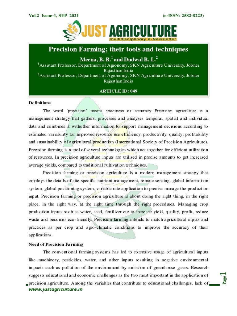Precision Farming Tools and Techniques: Maximizing Crop Production ...
