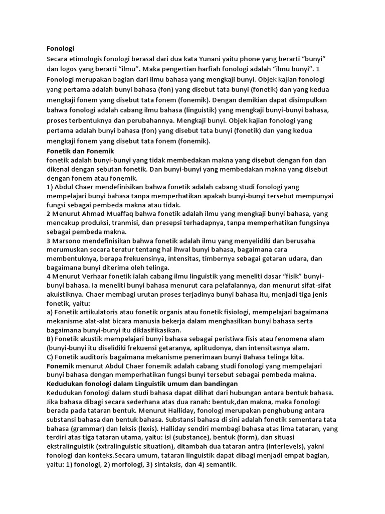 LINGUISTIK Fonologi Dan Morfologi | PDF | Seni & Disiplin Bahasa | Kajian Bahasa Asing