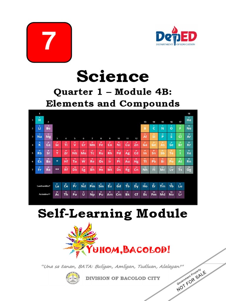 Grade 7 Q1 M4B Elements and Compounds | PDF | Chemical Compounds ...