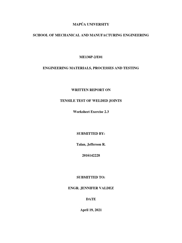 Worksheet 2.3 | PDF | Young's Modulus | Welding