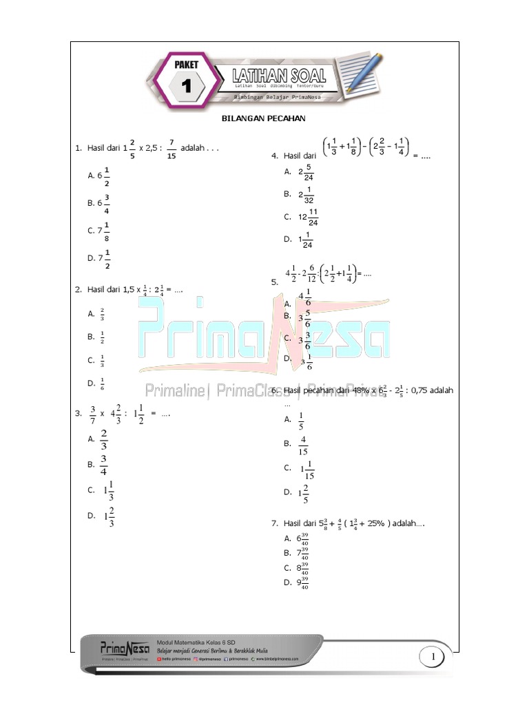 Mat Bab 2 Latihan Soal Bilangan Pecahan | PDF