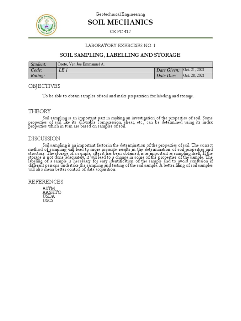 Soil Sampling, Labeling and Storage Techniques | PDF | Soil | Clay