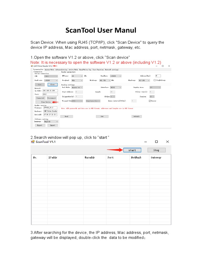 ScanTool User Guide: Scan Device IP | PDF