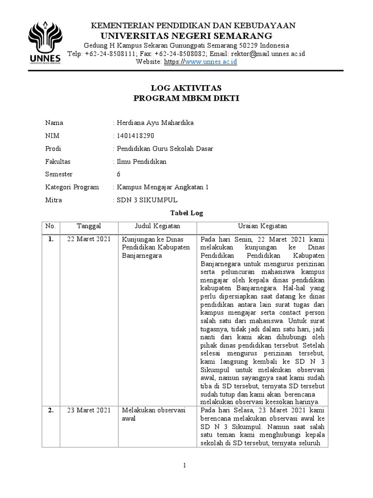 Logbook Laporan MBKM | PDF