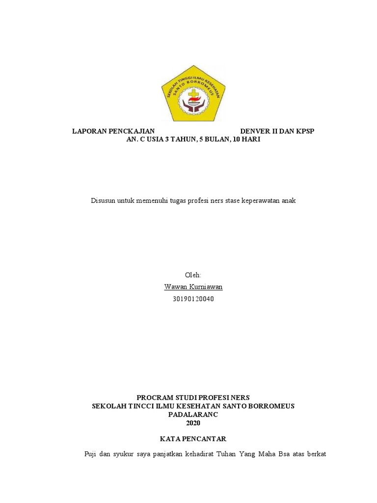 PDF Laporan Pengkajian Denver II Dan KPSP Wawan K - Compress | PDF