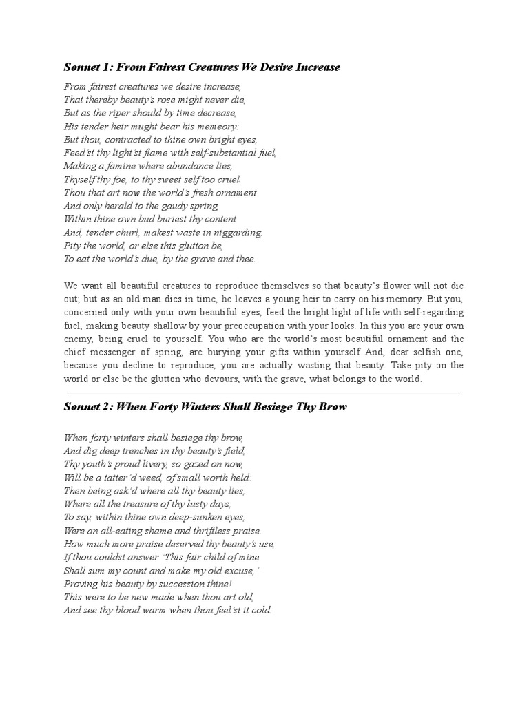 10 First SONNETS - WS | PDF | Sonnets | British Poems