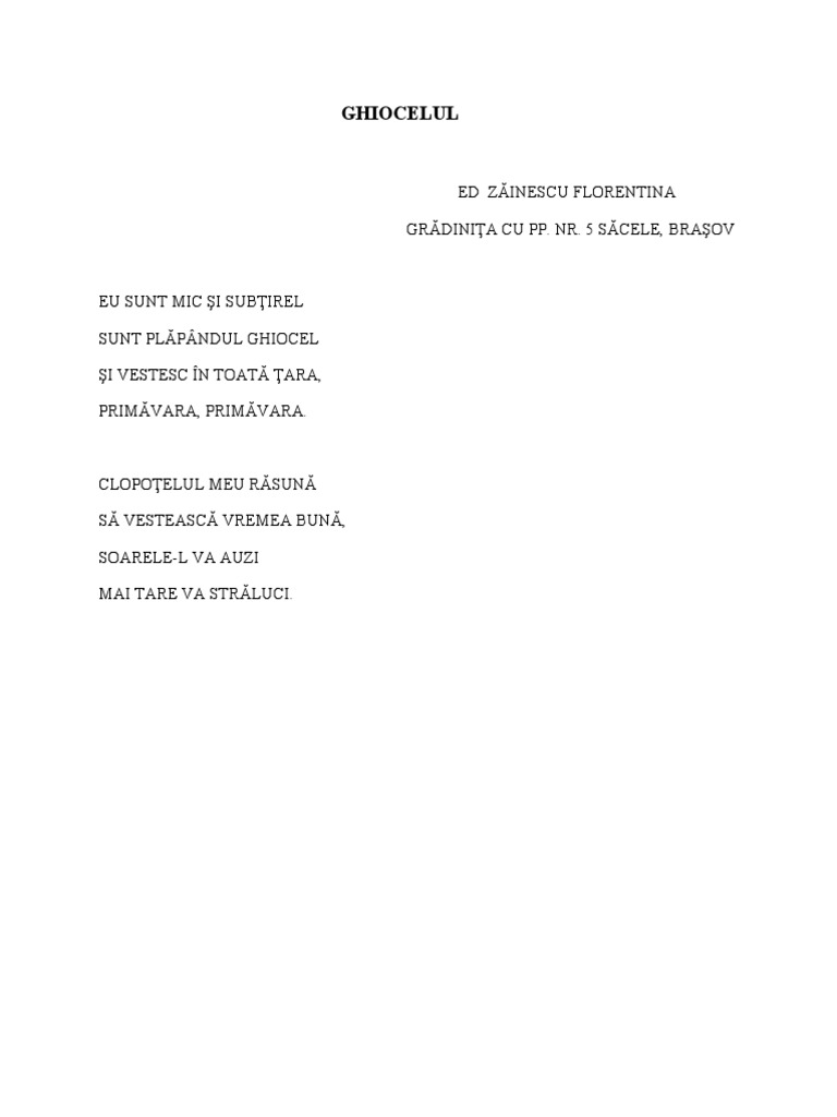Poezie Ghiocelul | PDF