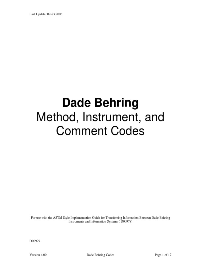 SIEMENS - Dade - Behring - StreamLAB - Codes 2006 EasyLink | PDF