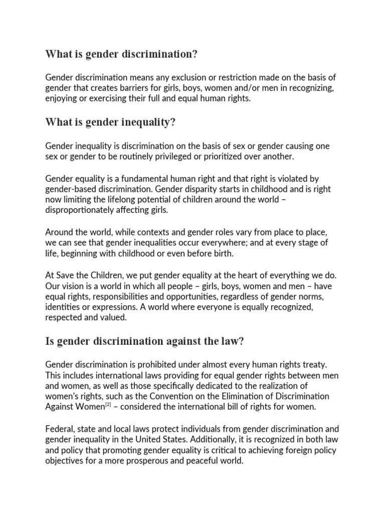 Gender Discrimination and Inequalities | PDF | Gender Studies | Gender ...