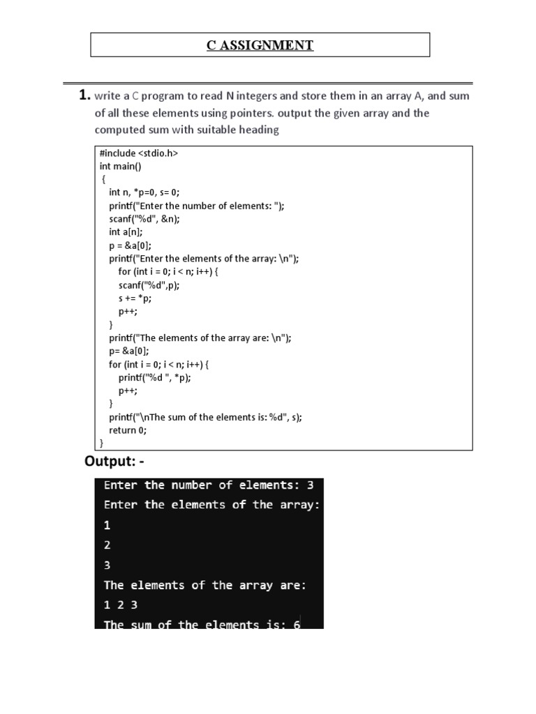 C Assignment Pdf Integer Computer Science Arithmetic