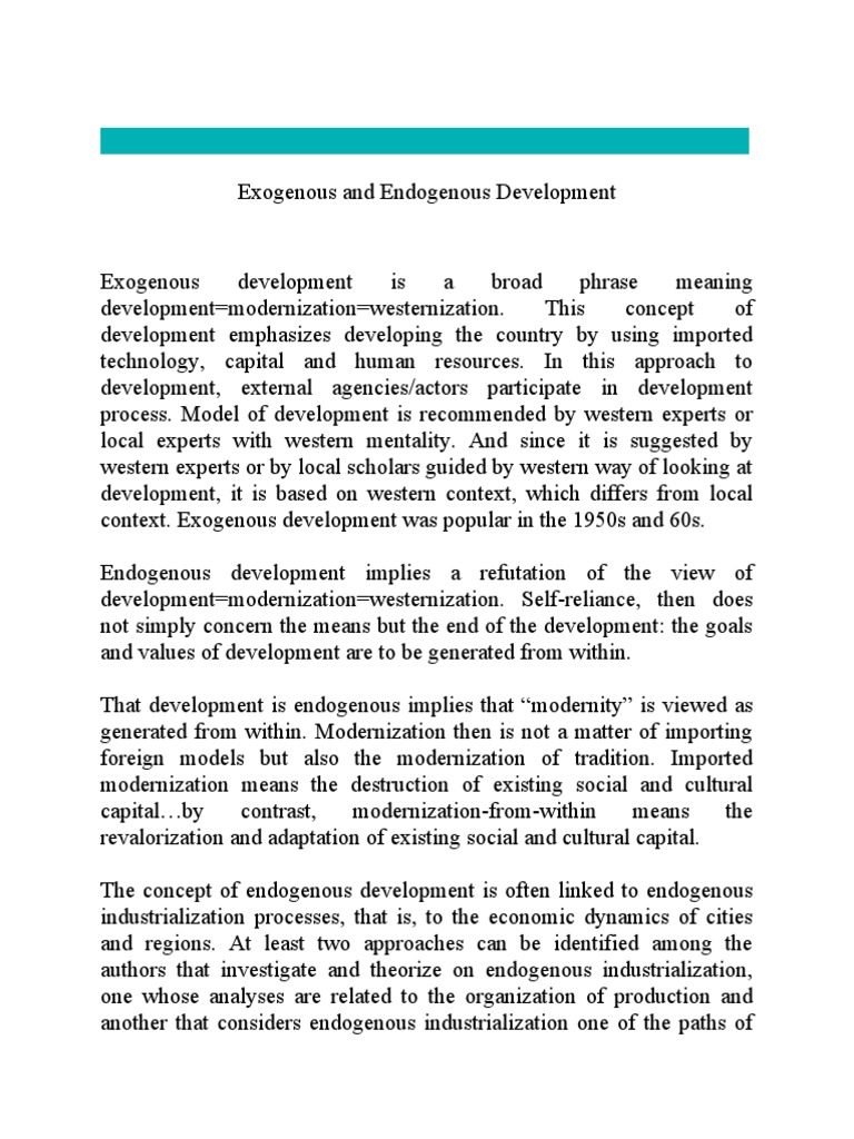 Indogeneous N Exogeneous Dev, Final | PDF | Modernization Theory ...