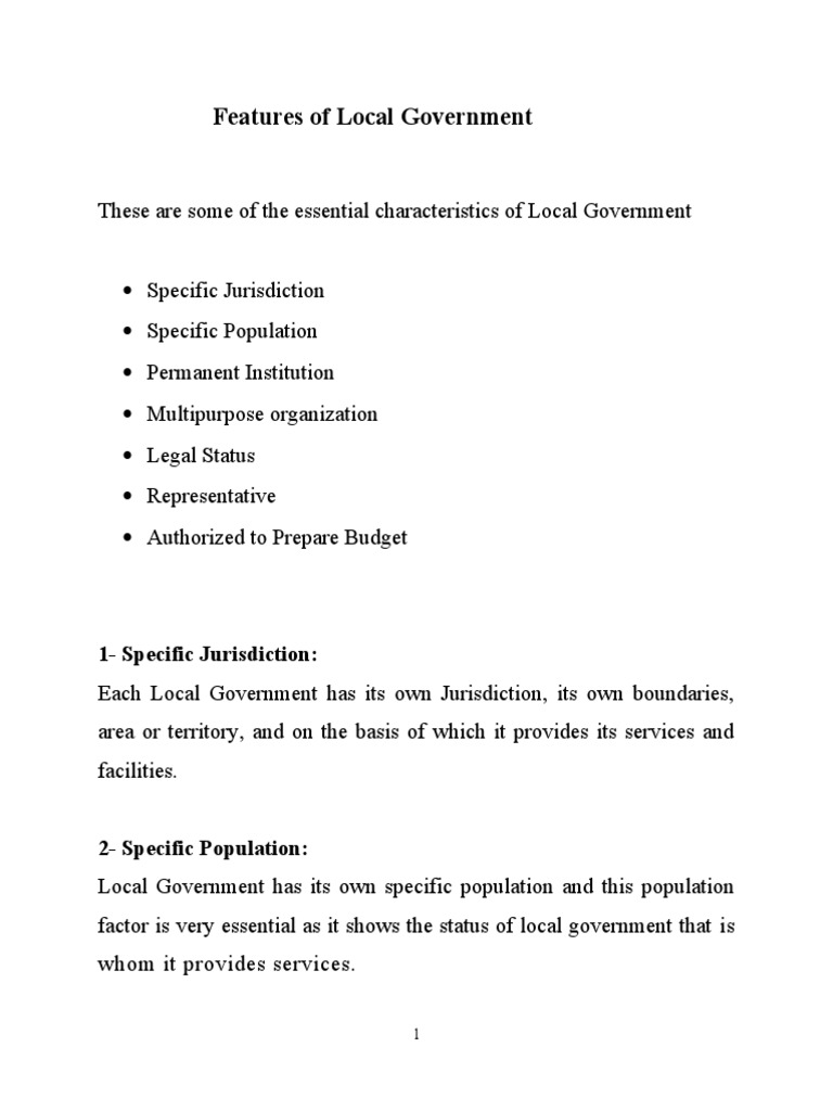 Features of Local Governance | PDF
