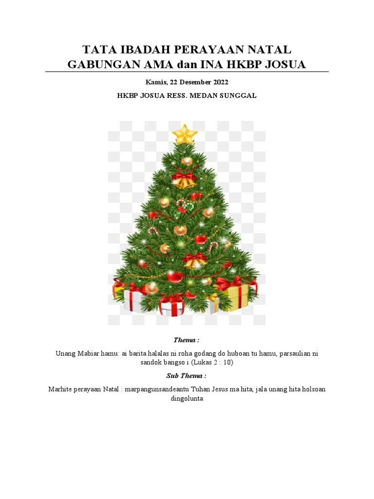 TATA IBADAH PERAYAAN NATAL GABUNGAN AMA Dan INA HKBP JOSUA 2022 | PDF