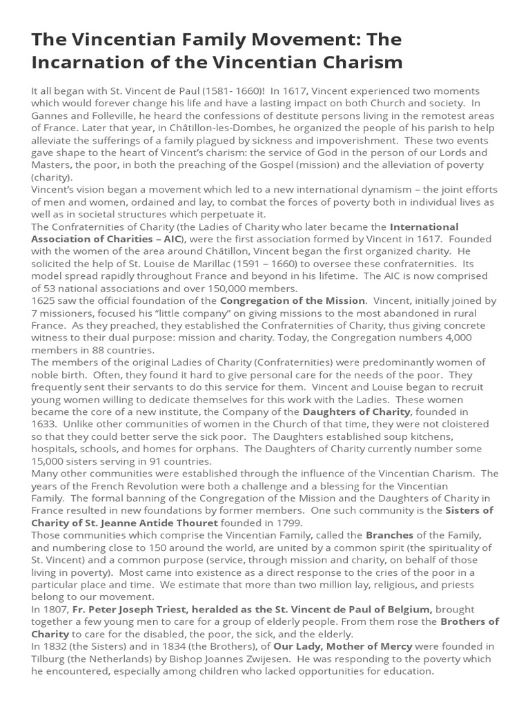 Vincentian Family's Global Impact | PDF | Spirituality
