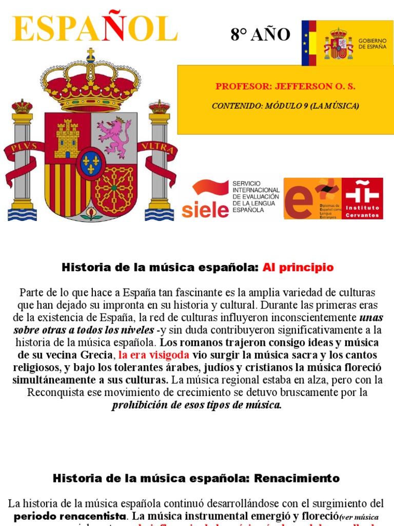 9 - ESPAÑOL 8° AÑO - Módulo 9 - La Música | PDF | España | Las artes ...