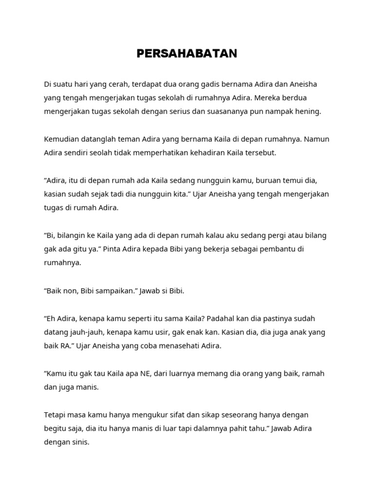 Cerpen Persahabatan | PDF