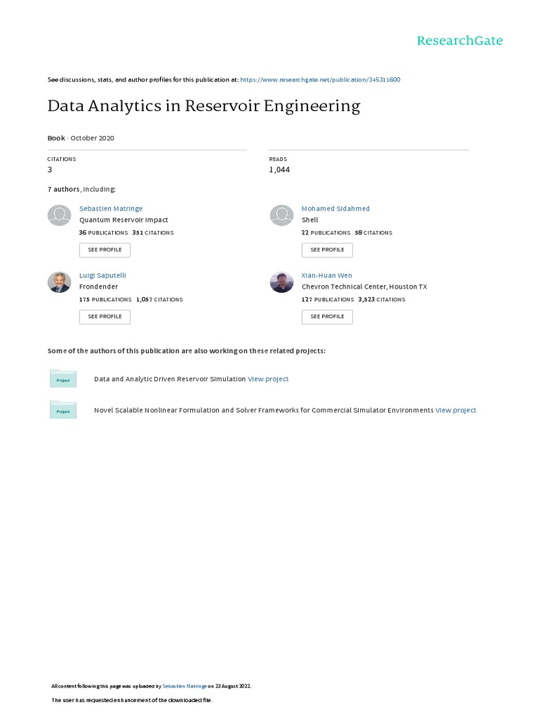 SPE Data Analytics in Reservoir Engineering | PDF | Analytics | Data Analysis