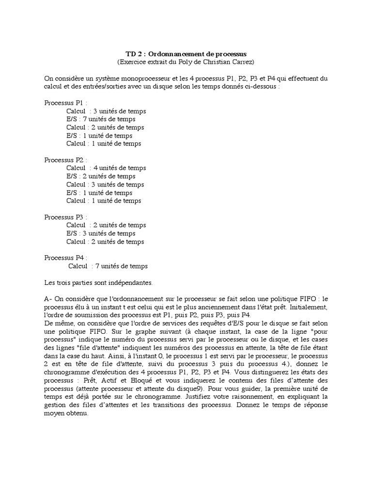 Ordonnancement de processus FIFO et Priorité | PDF