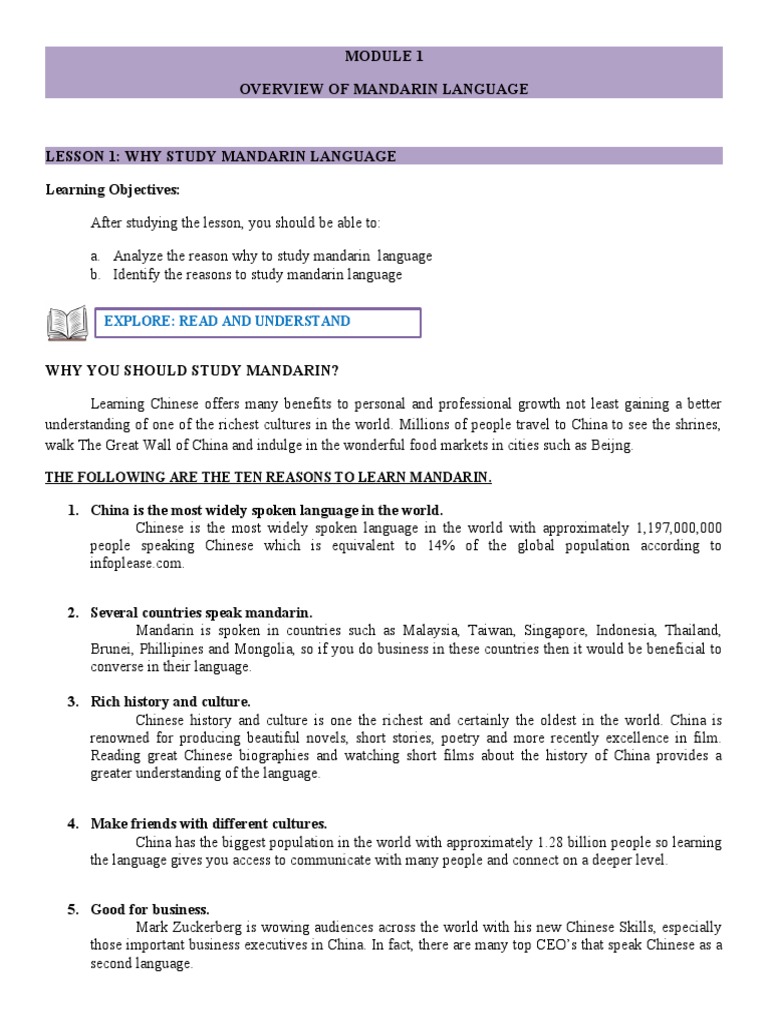 FL 1 - Module 1-Lesson 1 | PDF