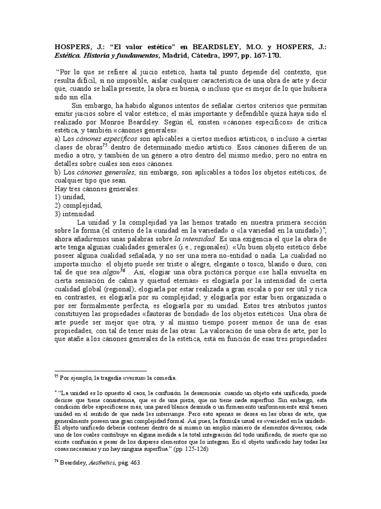 Criterios del valor estético en el arte | PDF | Estética | Experiencia